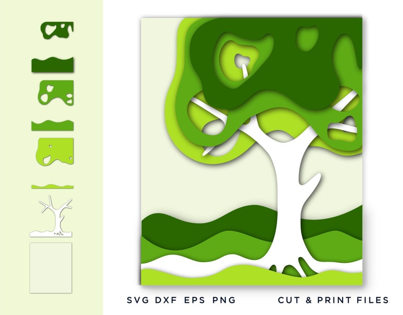 3D tree wave tree of life Multi color layers papercut | Etsy