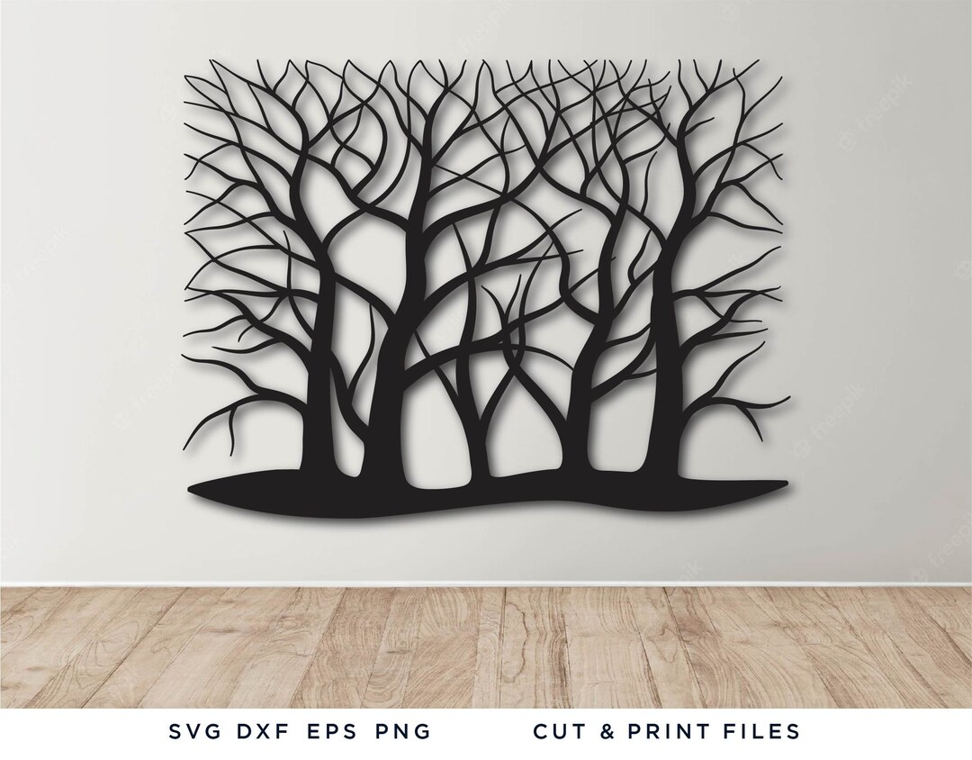 Wall Forest SVG, Tree Cut File, Tree Cut Out, Tree Dxf, Tree Vector ...
