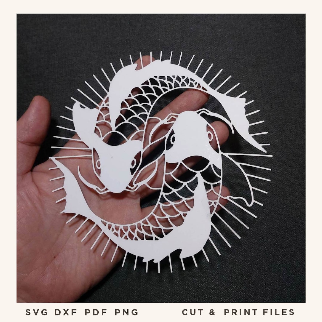 Fish Yin Yang, Papercut Template, Mandala, Cricut Files, Laser Cut ...
