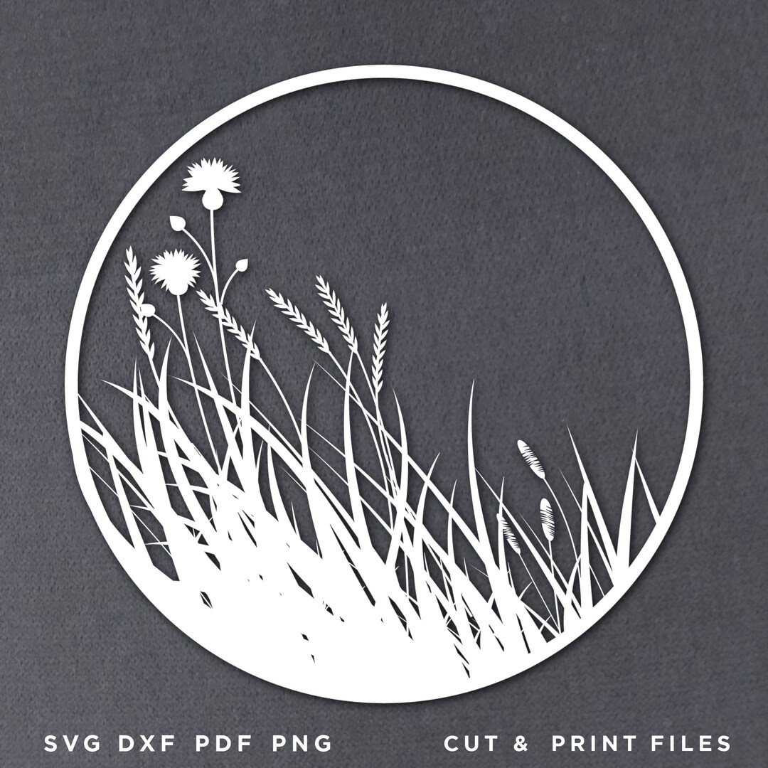 Meadow, Flowers Papercut Template, Grass Framed, Laser Cut Files, Paper ...