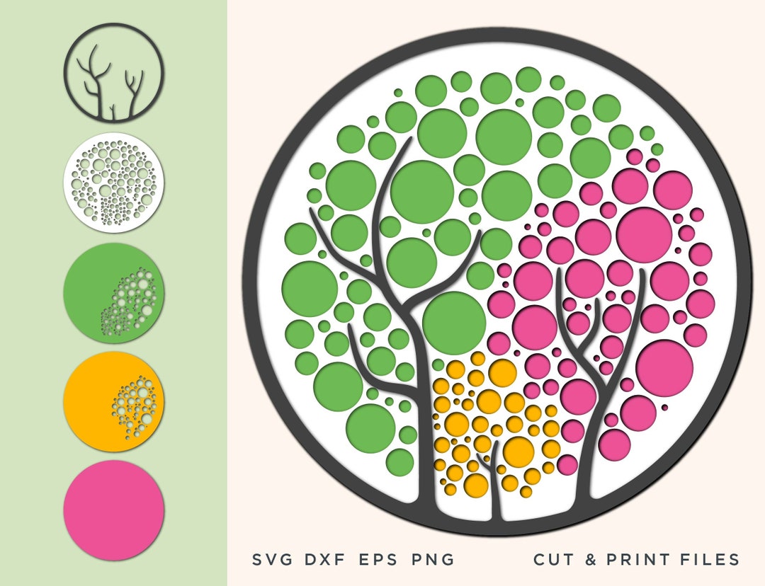 Wall Art 3D, Landscape Tree SVG, File for Cricut, Layered Tree Svg ...