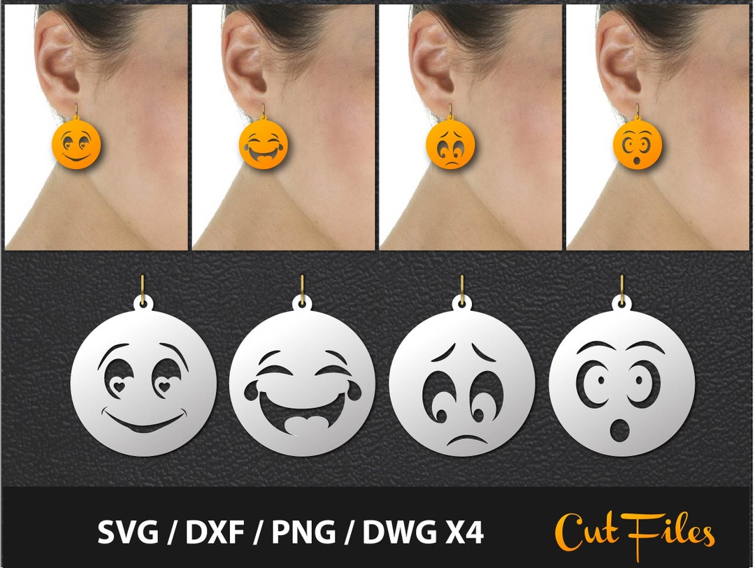 Emoticon Earring Svg, Leather Earring Svg, , Earrings Svg, Stacked ...