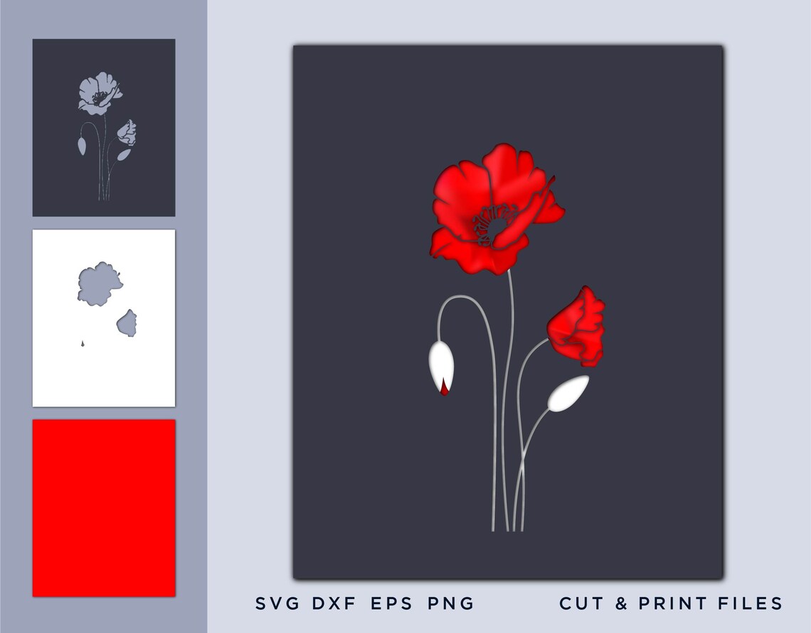 Red Poppies Cricut Silhouette Cutting, Paper Poppy Flowers Templates ...