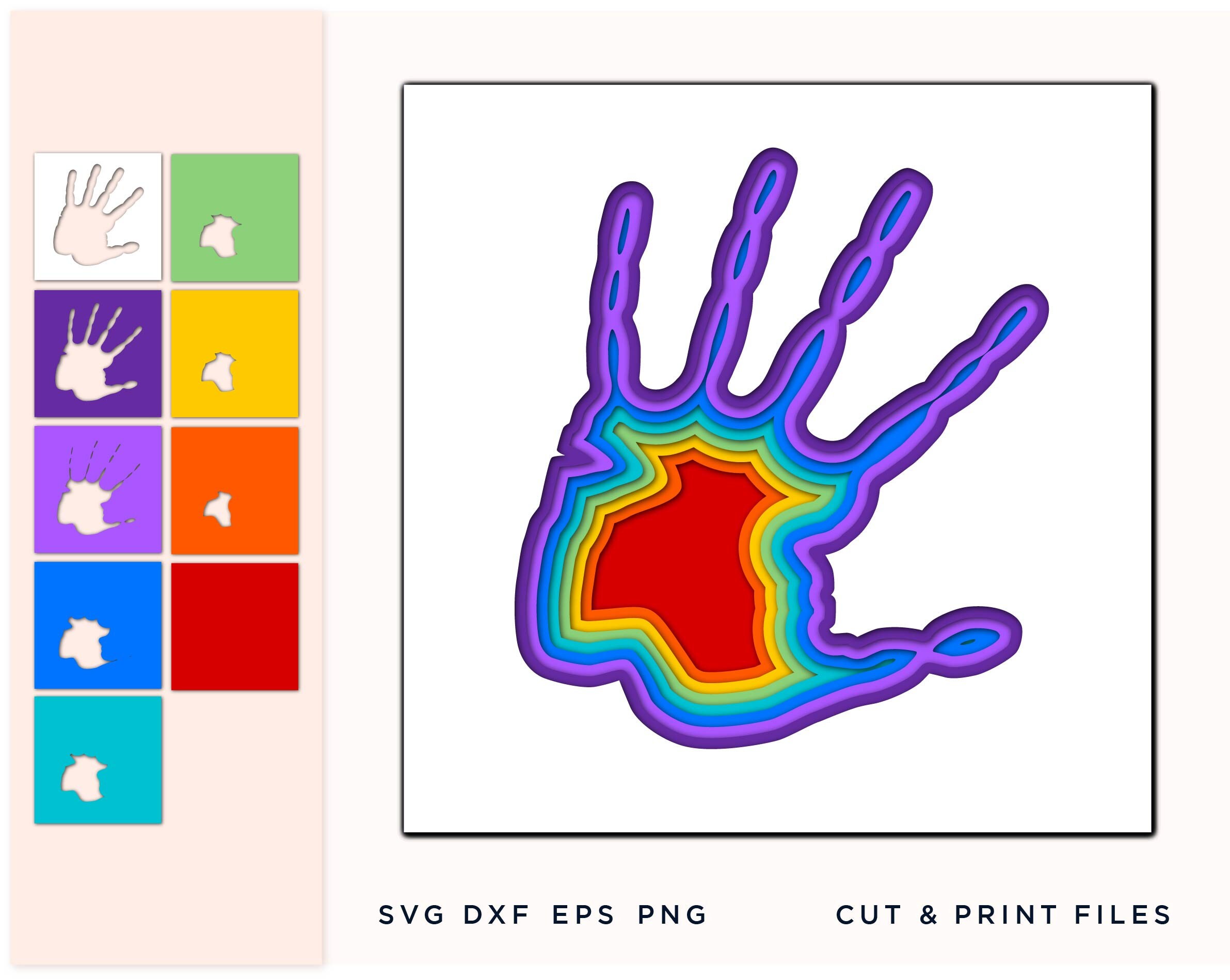 Hand Svg Hand Multi Color Layers Papercut Vector Paper Cut | Etsy