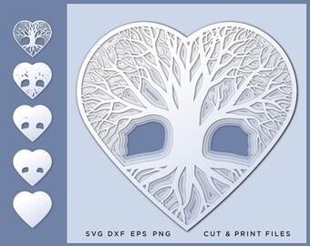 Valentine's Day Heart Tree Svg Tree of Life Tree Roots | Etsy UK