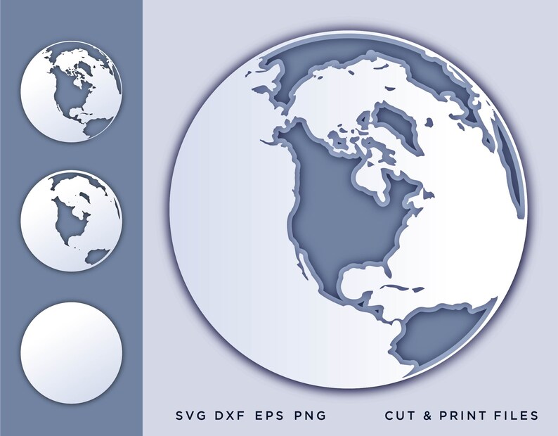 Earth, Svg Files for Cricut, Layered Earth Svg, 3d Svg, Laser Cut Files ...