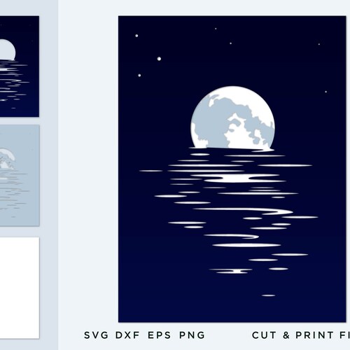 Wall Art 3D Moon SVG File for Cricut Layered Mountain Svg - Etsy