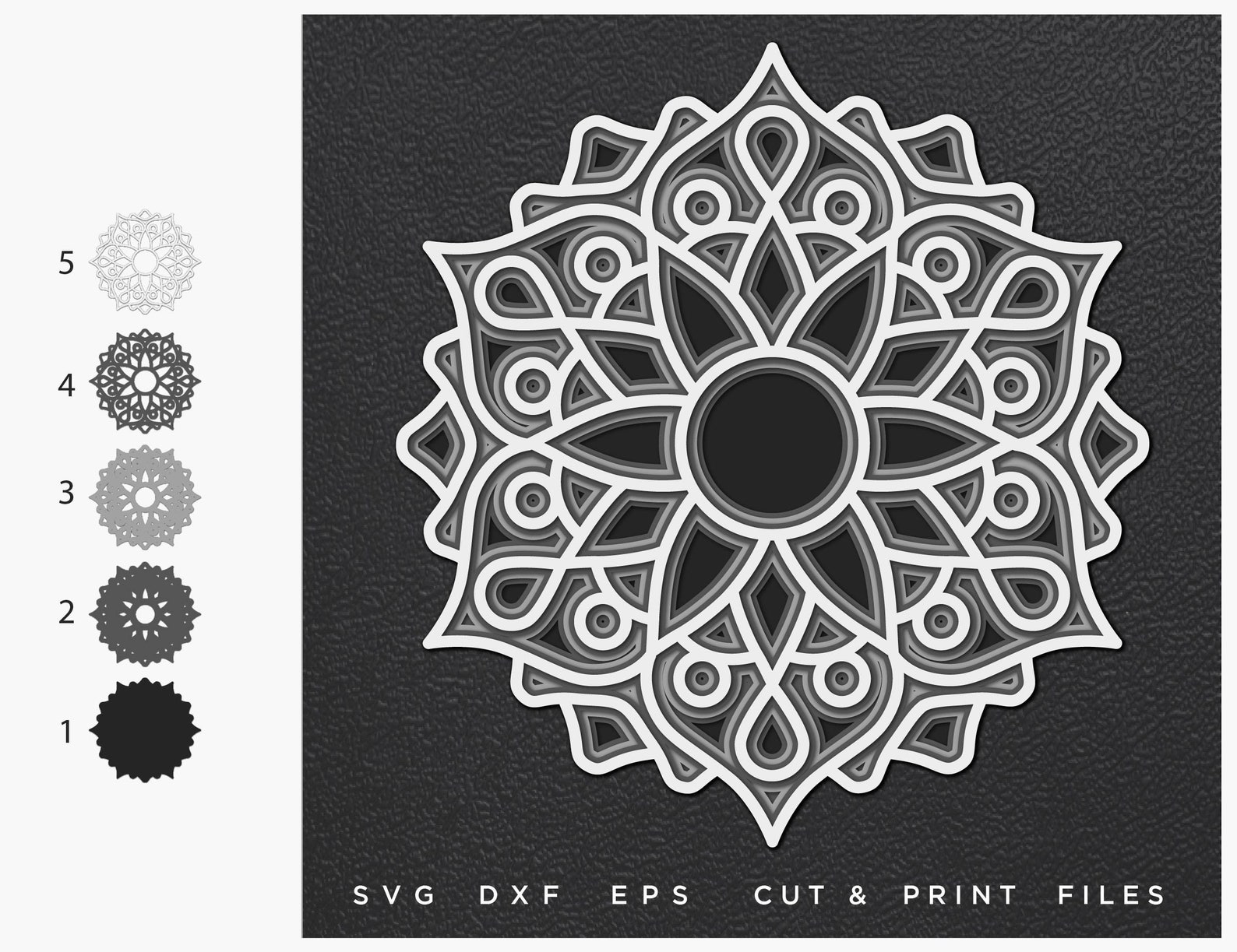 Mandala SVG, Cut File Mandala, Cut Multilayer Mandala, 3D Geometric ...