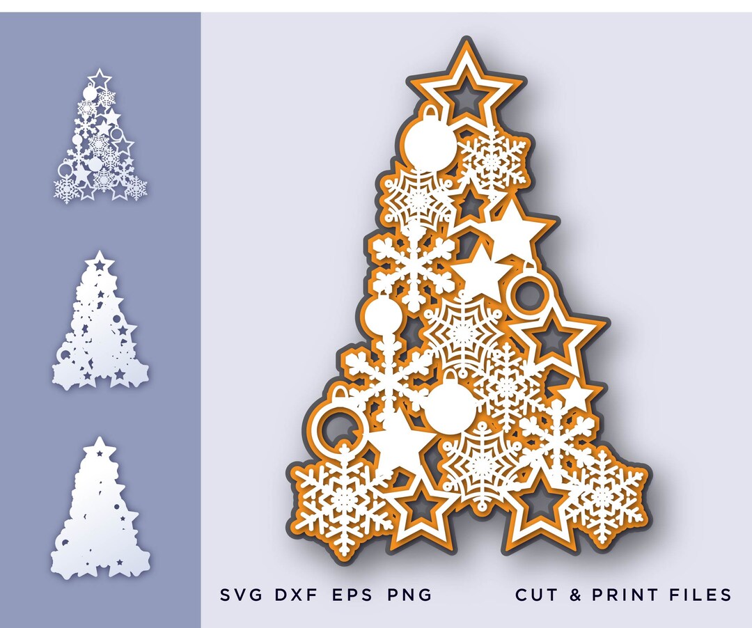 Christmas Tree Svg, Christmas 3d Svg - Snowflake Layers - Snowflake ...