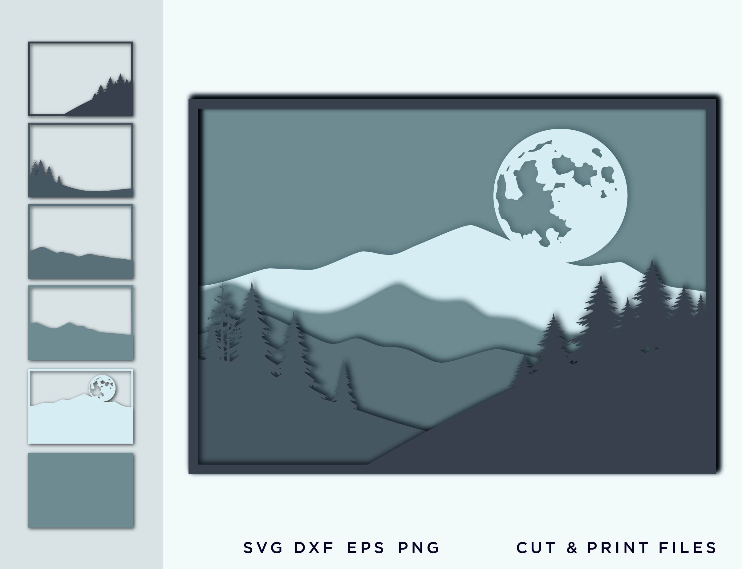 Wall Art 3D Pine Tree SVG File for Cricut Layered Mountain - Etsy
