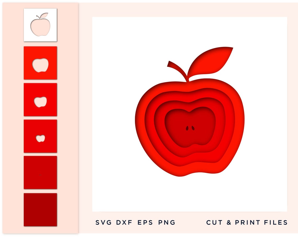 Fruit Cut Files, Apple SVG, File for Cricut, Laser, Layered, Wall Art ...
