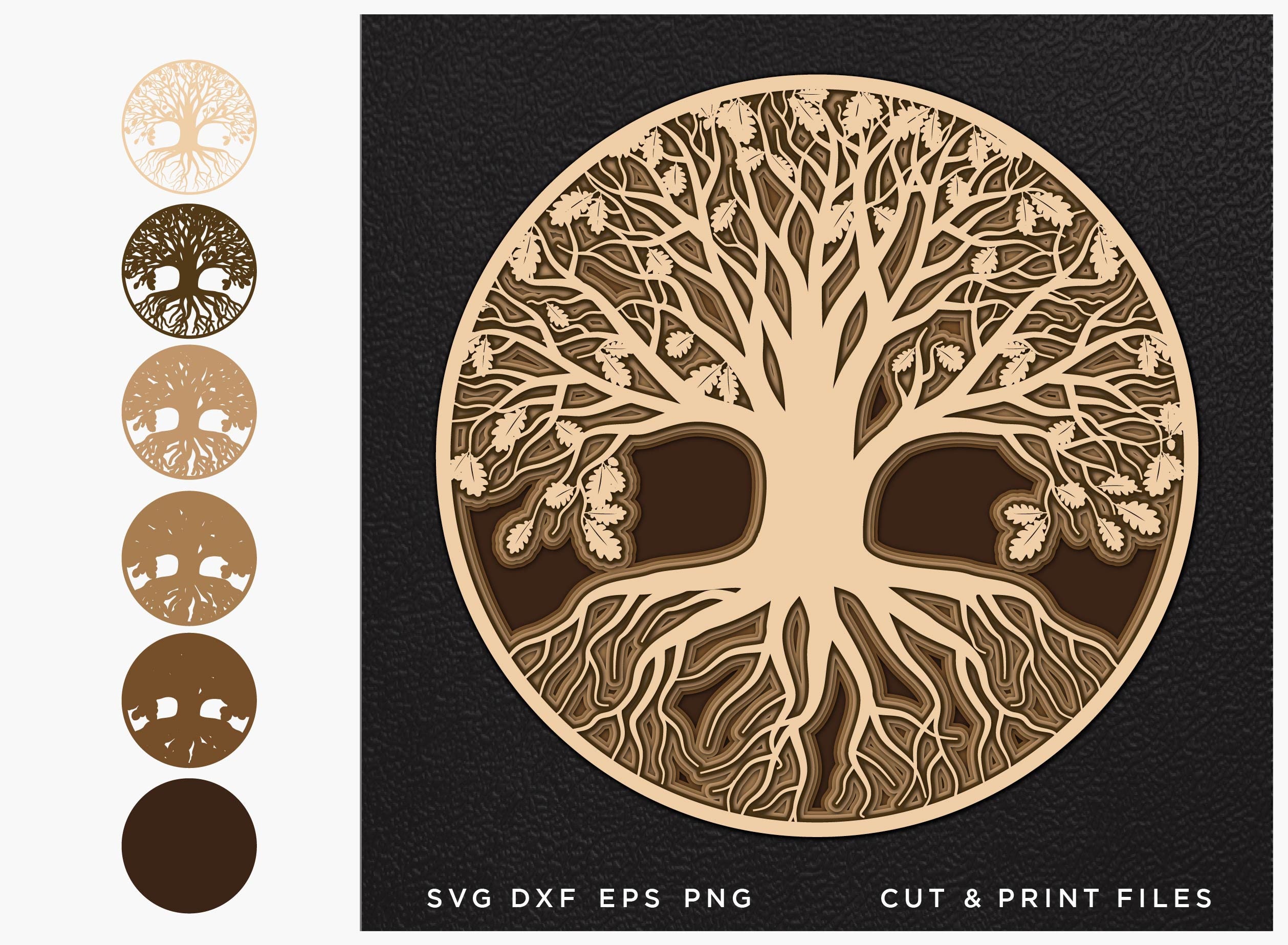 Oak, Tree 3d, Tree of Life Svg, Tree Cut File, SVG by Layers, CNC Plan ...