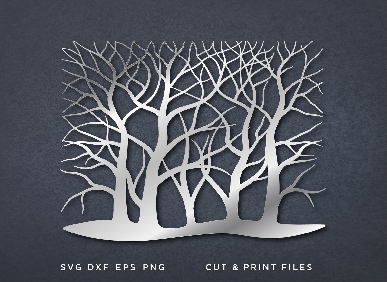 Wall Forest SVG, Tree Cut File, Tree Cut Out, Tree Dxf, Tree Vector ...
