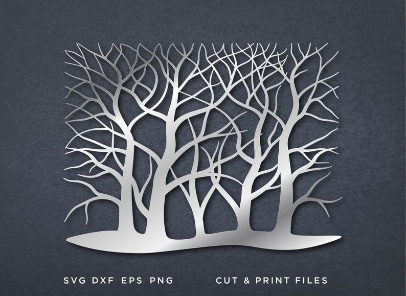 Wall Forest SVG, Tree Cut File, Tree Cut Out, Tree Dxf, Tree Vector ...