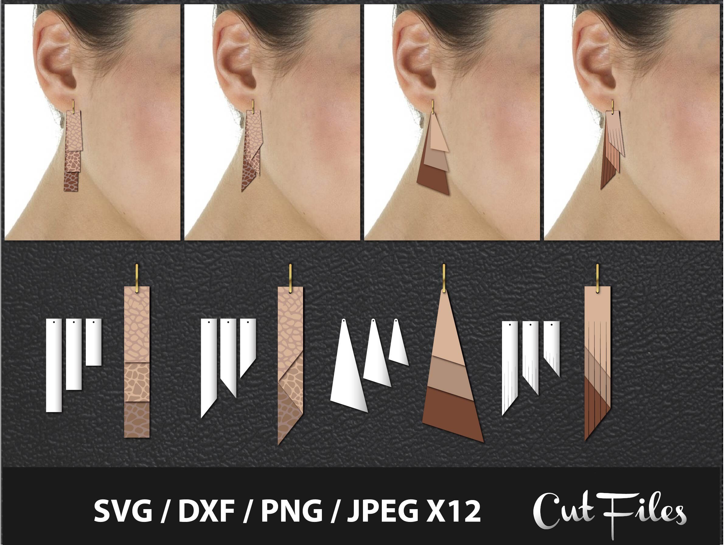 Leather earring svg Stacked Earring Earrings svg Earrings | Etsy