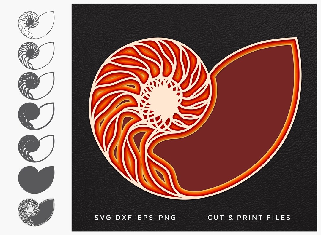 Nautilus Svg, 3d, Cut File Nautilus, Cut Multilayer, 3D Geometric ...