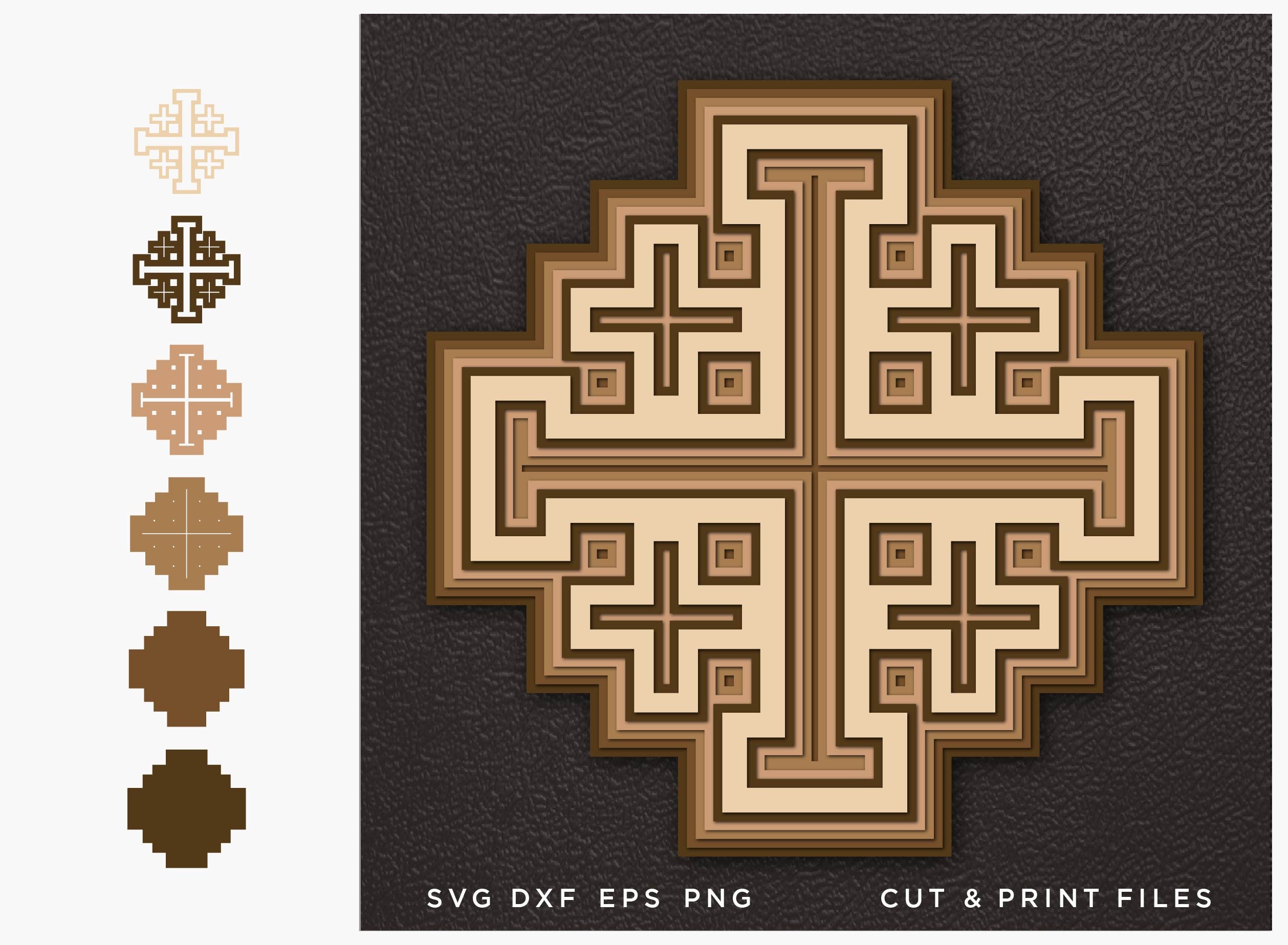 Jerusalem Cross SVG, Cut File, Multilayer, 3D Vector, Coptic Cross ...