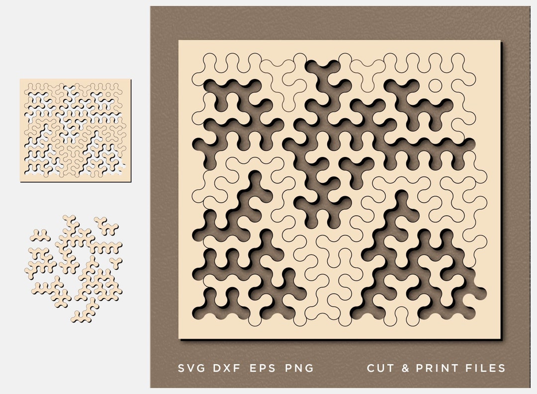 Puzzle Svg, Jigsaw , 3D Geometric Digital Templates, Dxf Svg Eps, SVG ...