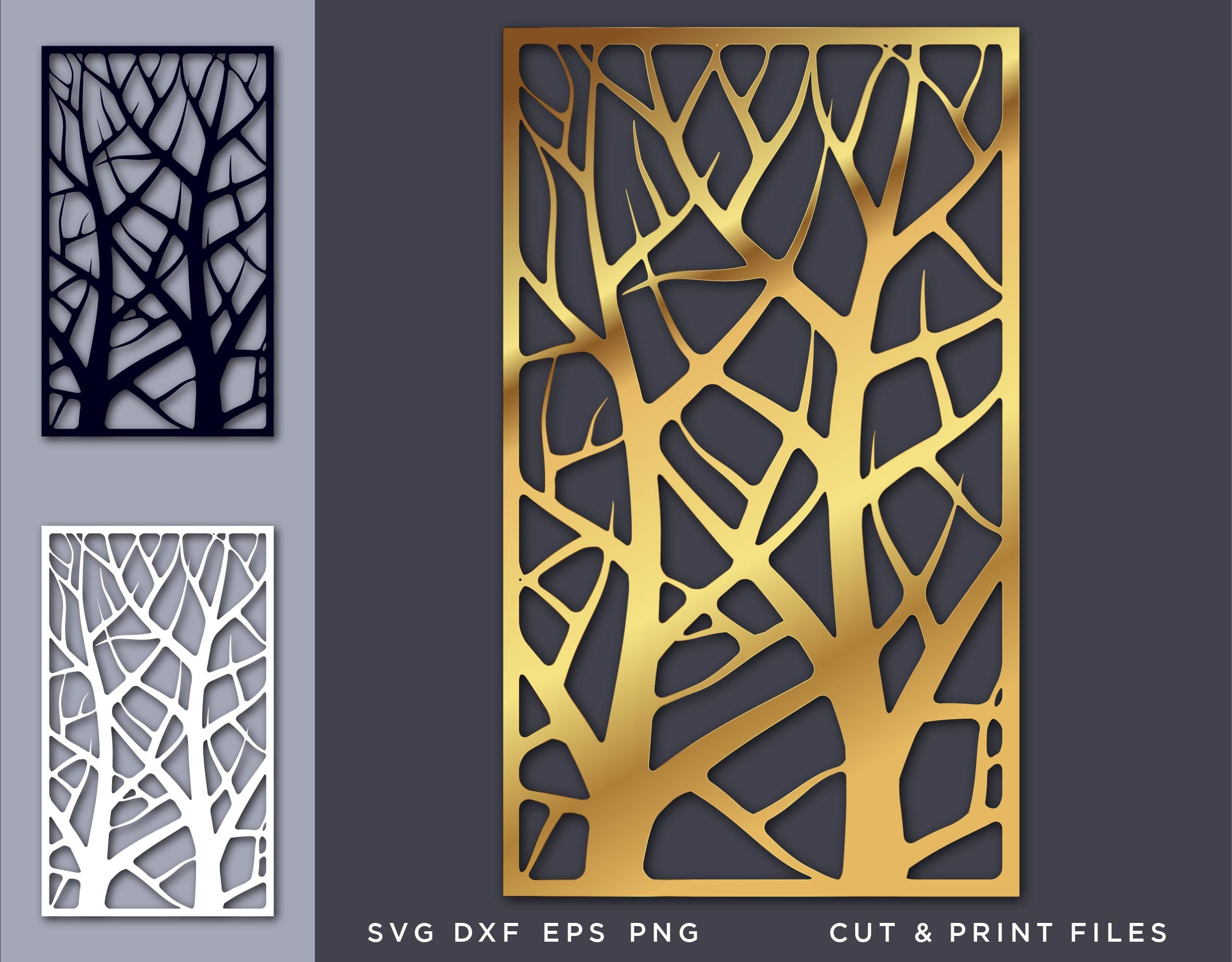 Wall Panel SVG, Tree Cut File, Tree Cut Out, Tree Dxf, Tree Vector ...