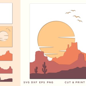 Desert Landscape, Png, Eps, Dxf, Svg, Multi-layer Files, Layered ...
