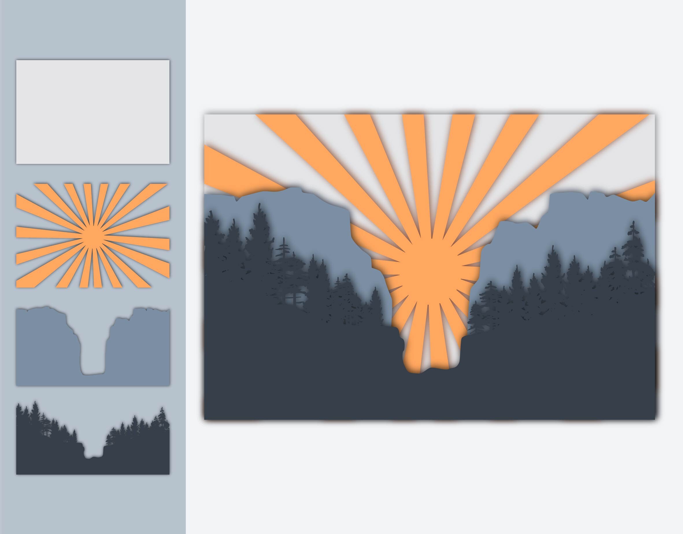 Laser Cut Files, DXF, SVG, Multi-layer Files, Layered Landscape ...