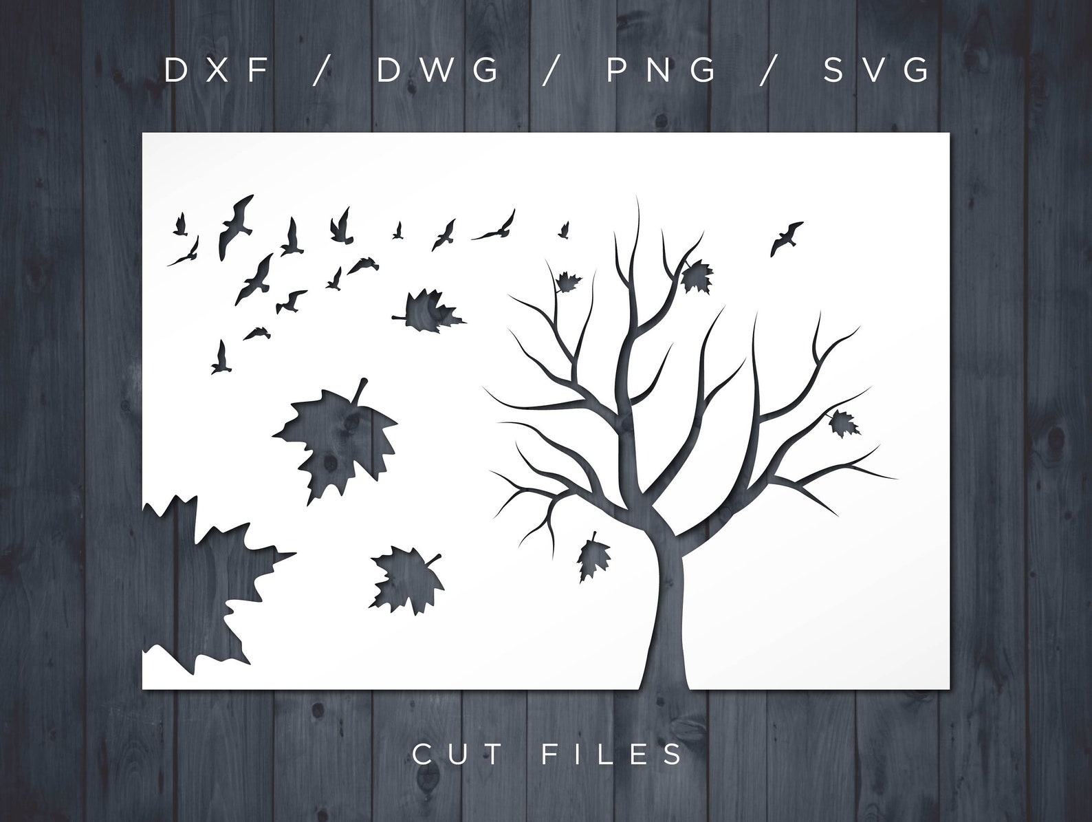 Tree leaves birds template Paper cuting file Wall art SVG | Etsy