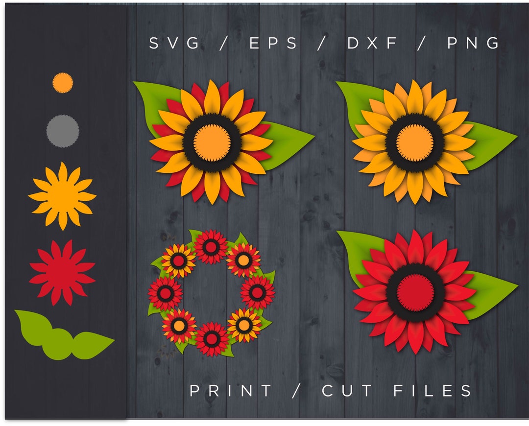 Flowers Template Cricut Silhouette Cutting, Paper Sunflower Flowers ...