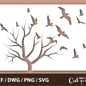 Tree Birds Template, Paper Cuting File, Wall Art SVG, Cut Paper Works ...