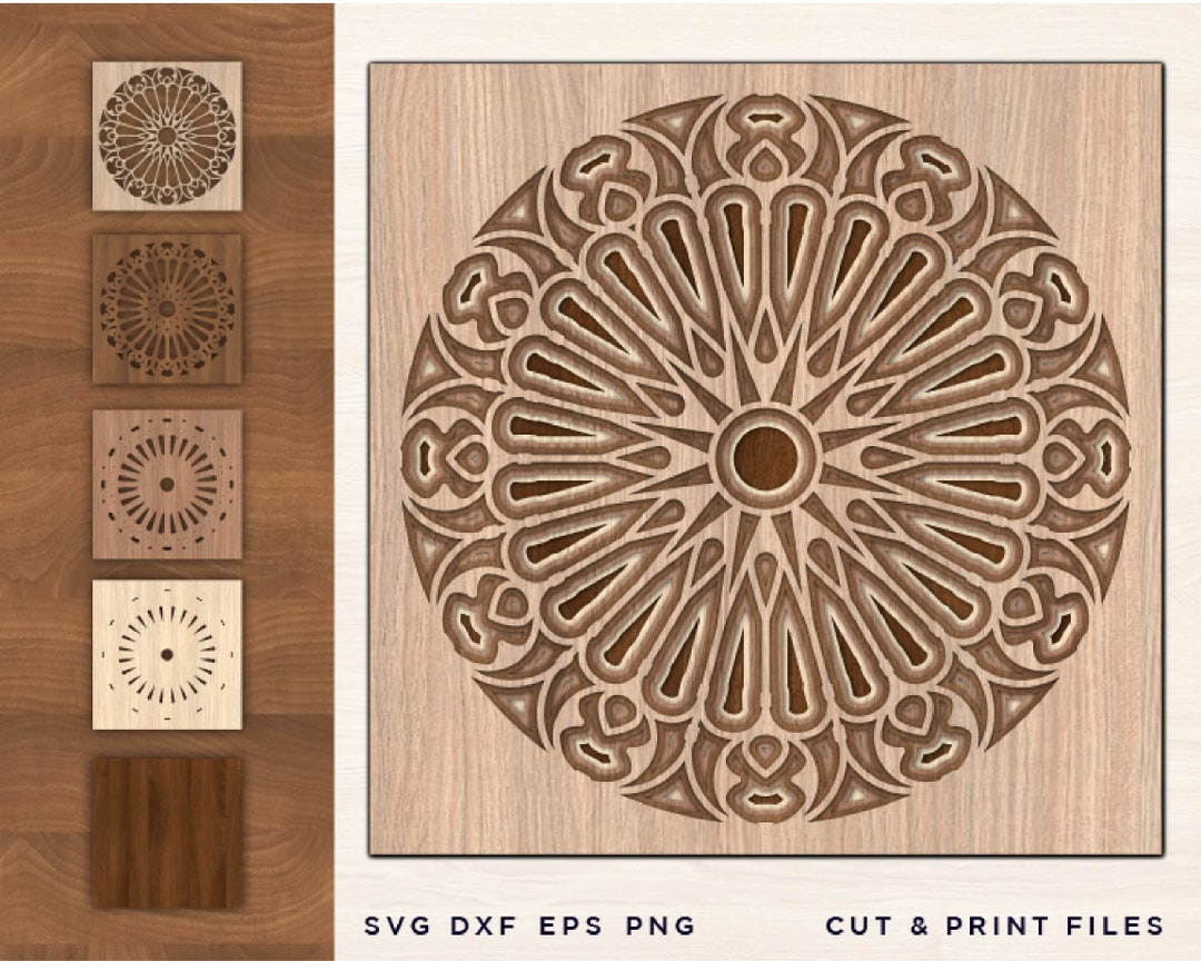 Mandala, Laser Cut Files, DXF, SVG, Multi-layer Files, Layered Mandala ...