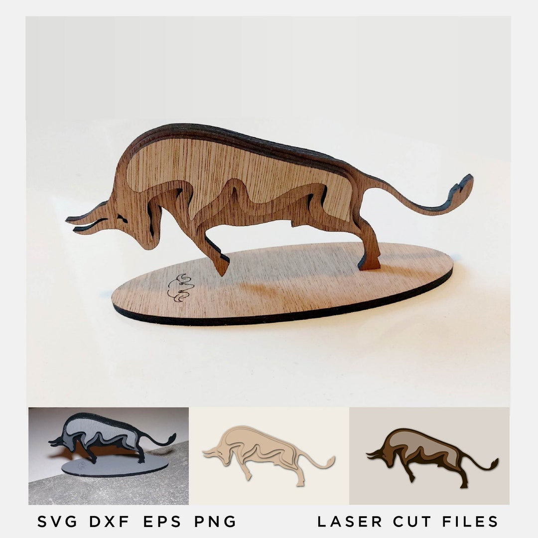 Great Bull Laser Cut, Multi Layered, Laser Cut File, Wall Art, 3D Bull ...