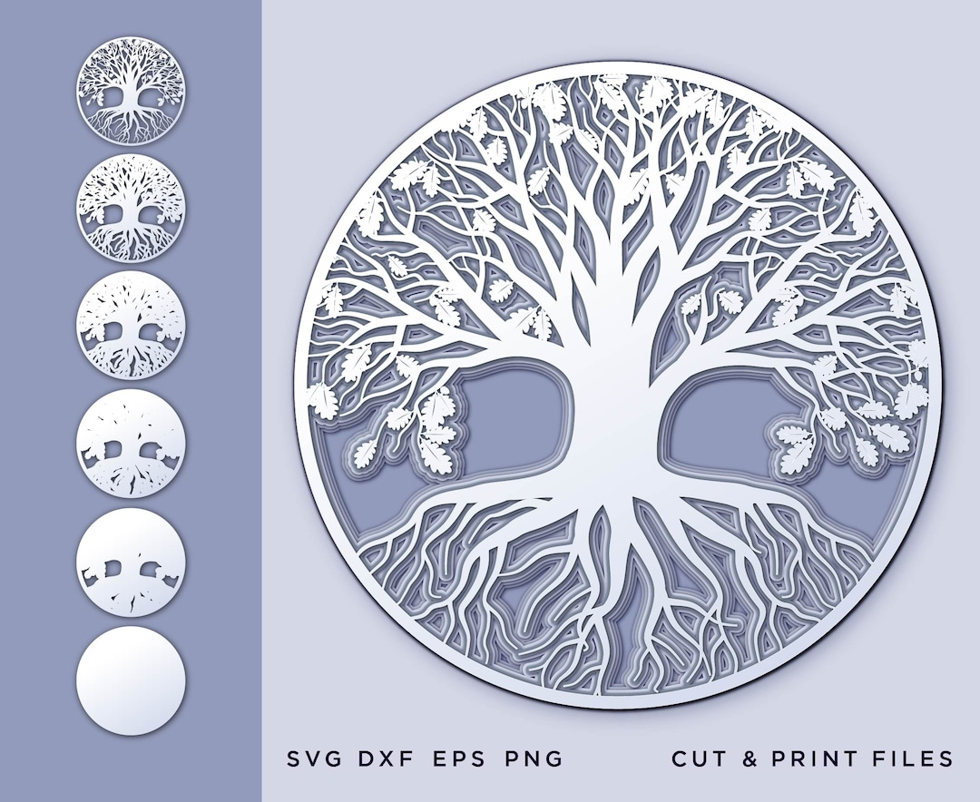 Oak, Tree 3d, Tree of Life Svg, Tree Cut File, SVG by Layers, CNC Plan ...