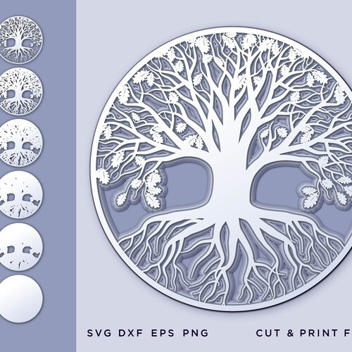Oak Tree 3d Tree of Life Svg Tree Cut File SVG by Layers | Etsy
