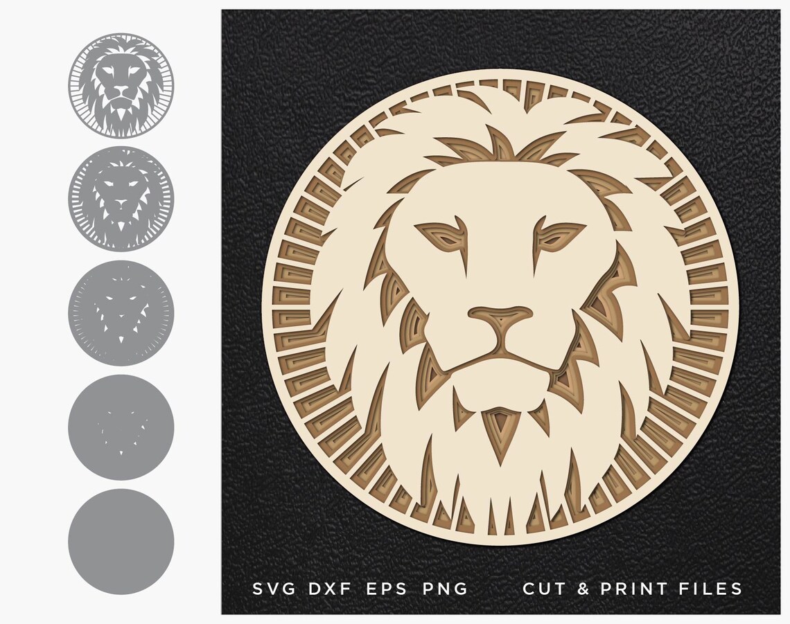 Lion Svg 3d Cut File Lion Cut Multilayer 3D Geometric | Etsy