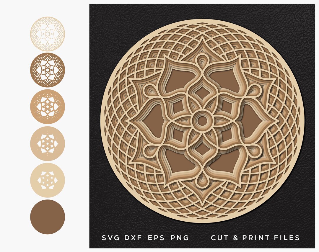 Mandala SVG, Cut File Mandala, Cut Multilayer Mandala, 3D Geometric ...