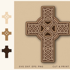 Celtic Cross SVG, Cut File, Multilayer, 3D Vector, Celtic Cross ...