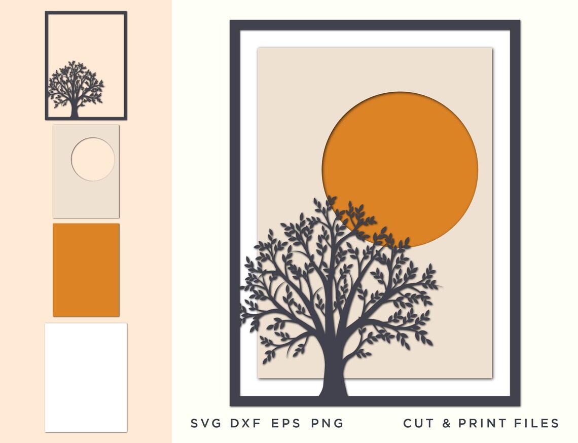 Wall Art 3D, Tree SVG, File for Cricut, Dorm Wall Decor, Nature Art ...