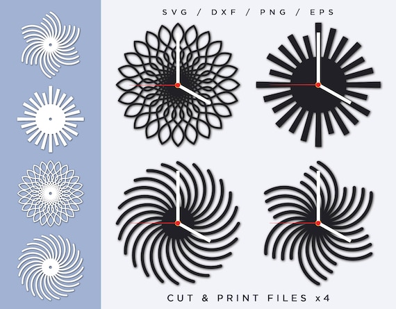 Wall Clock SVG X 4 Cut File Laser Cut Clock Svg Digital - Etsy