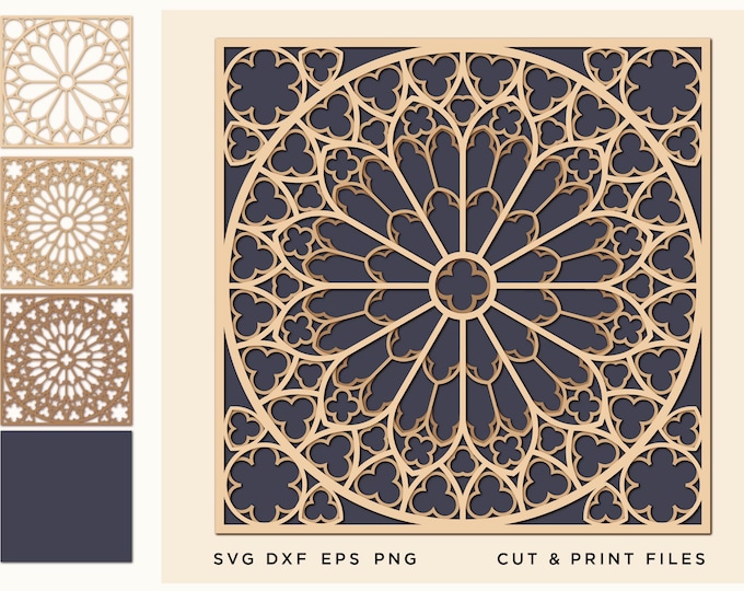 Notre Dame Southern Rose Window – Layered Laser Cut File (SVG, AI, DWG ...