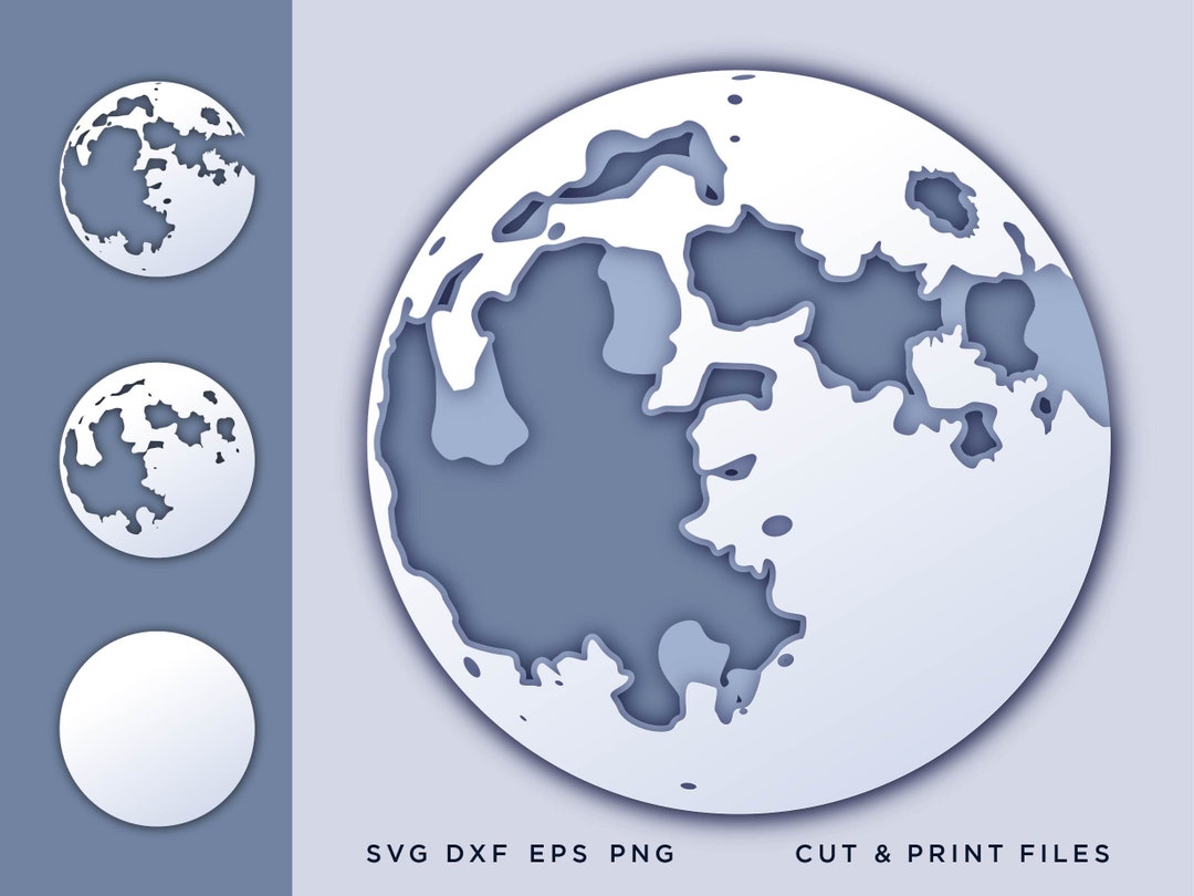 Moon, Svg Files for Cricut, Layered Moon Svg, 3d Svg, Laser Cut Files ...