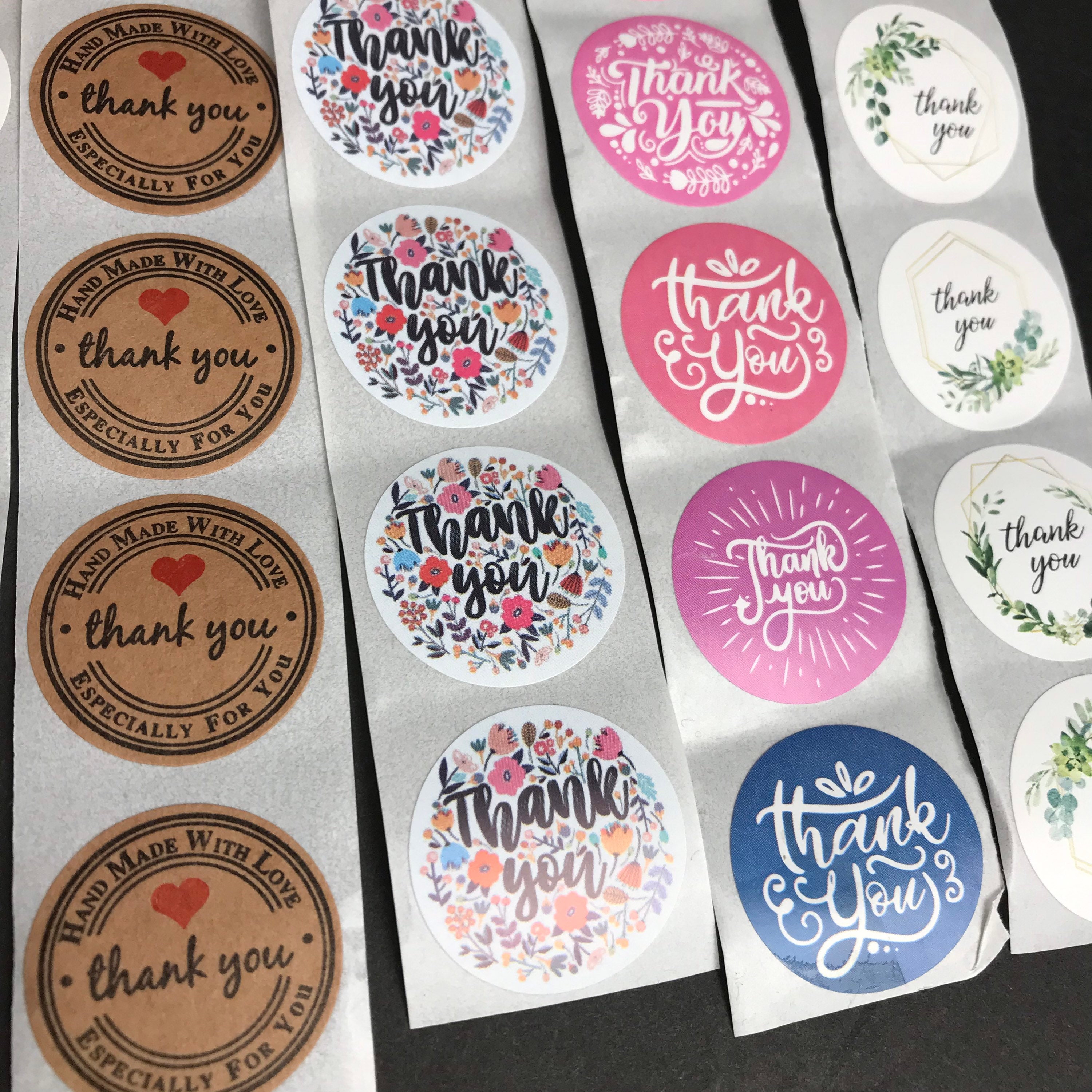 100 Mixed Thank You Stickers Small 1 Round Heart Craft for | Etsy