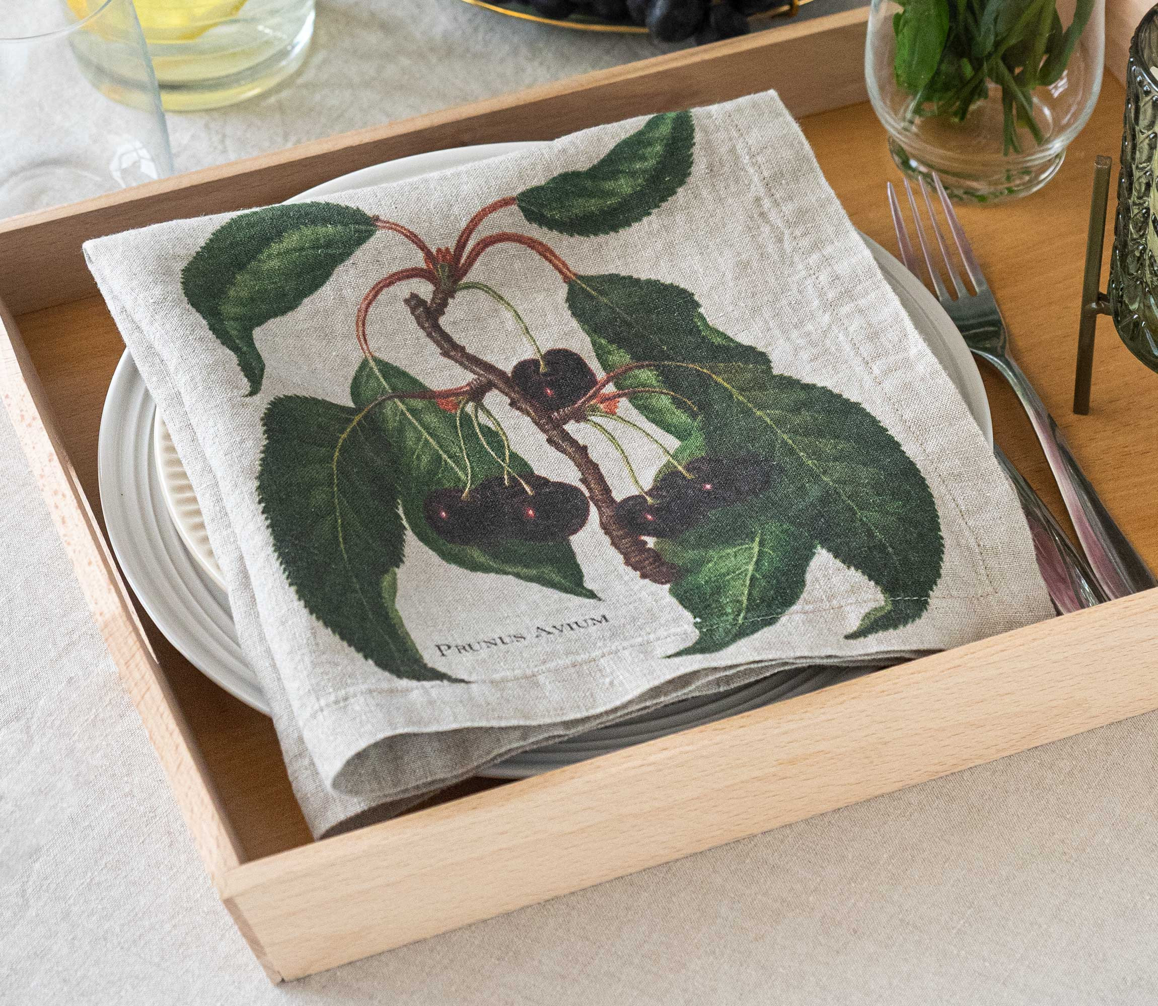 Set of Natural Linen Napkins With Fruit Prints Spring Cloth | Etsy