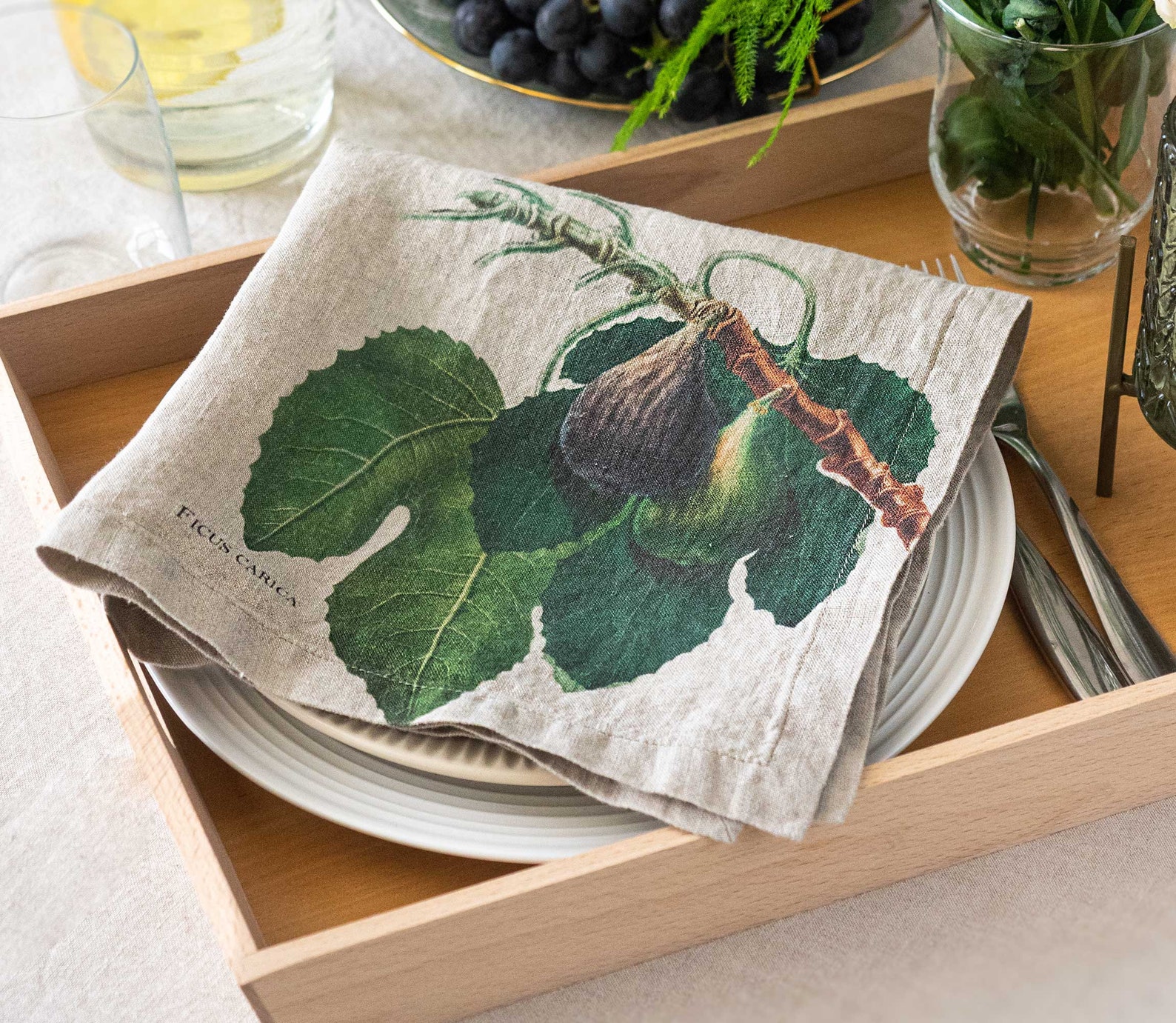 Set of Natural Linen Napkins With Fruit Prints Spring Cloth - Etsy