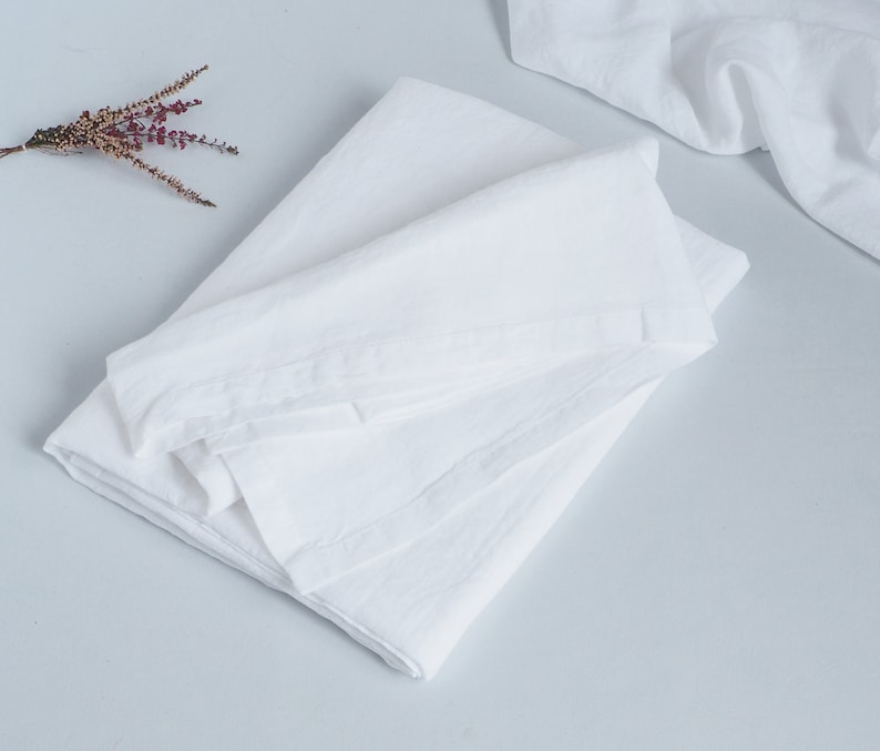 Long Linen Tablecloth Optical White Softened Linen Table | Etsy