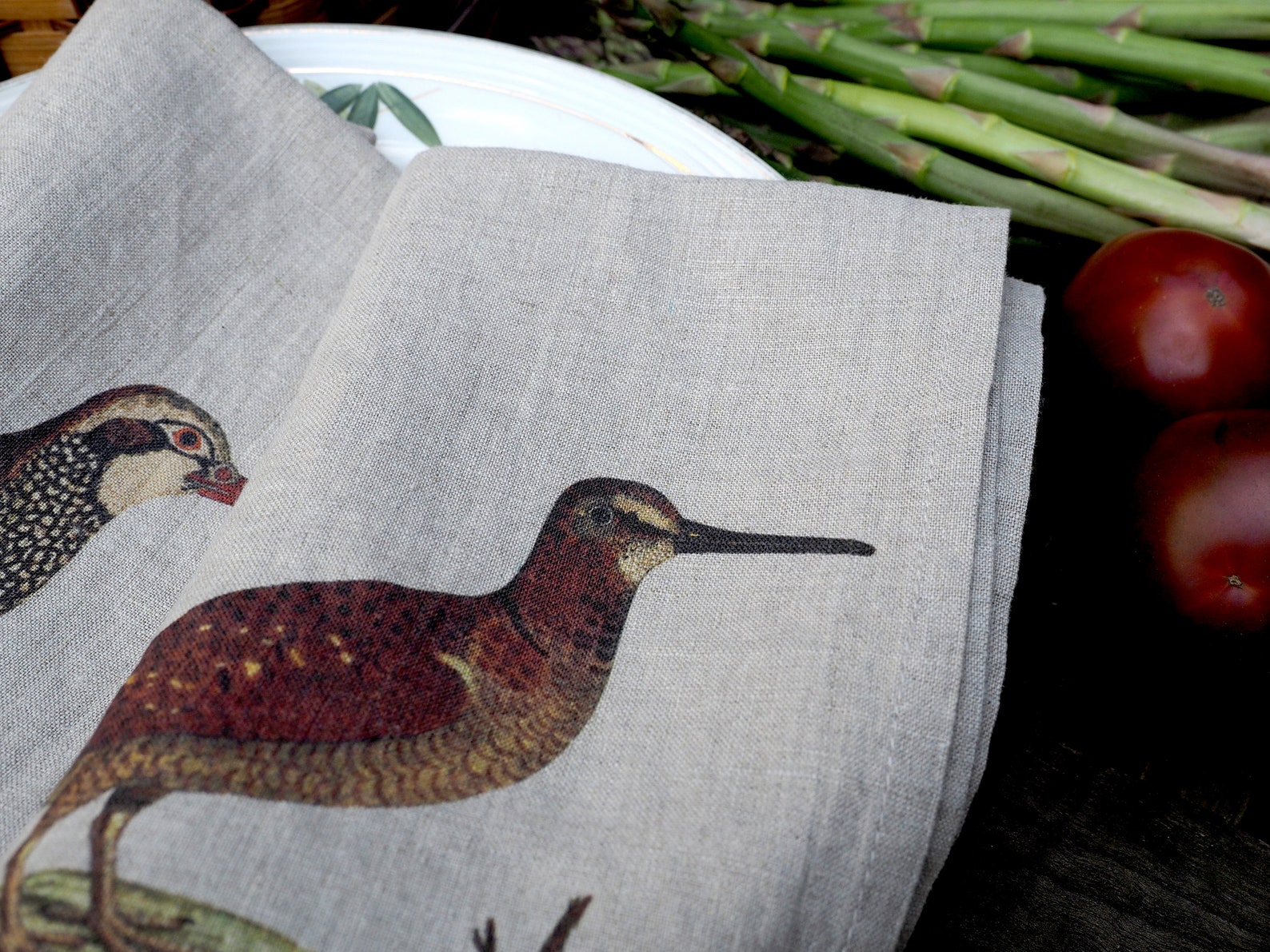 Set of 6 Linen Napkins With Wild Birds Bird Design Natural | Etsy