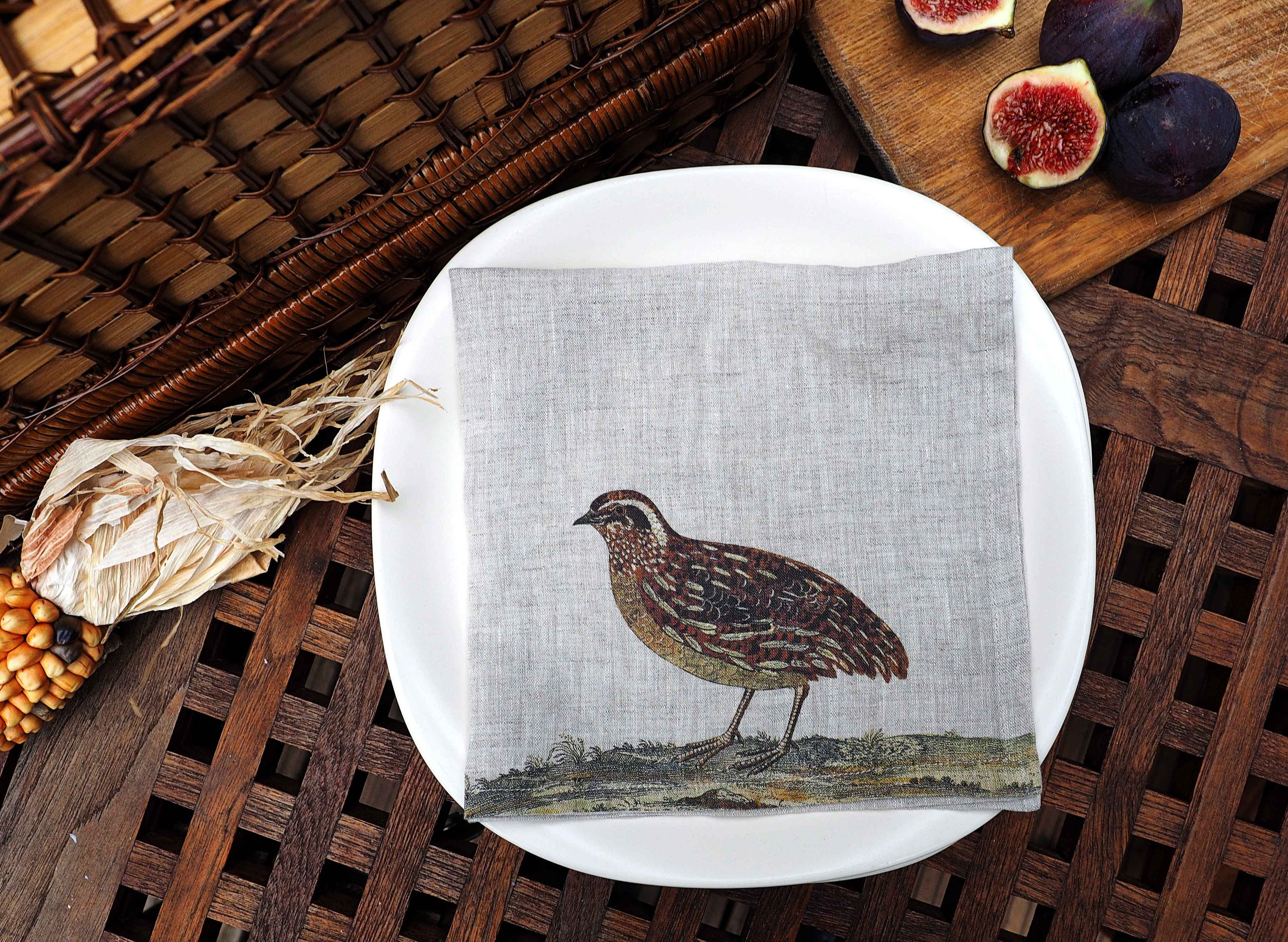 Set of 6 Linen Napkins With Wild Birds Bird Design Natural | Etsy