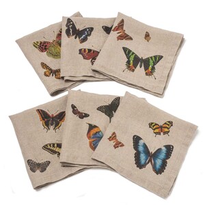 Set of Linen Napkins With Colorful Butterflies, Spring Cloth Dinning ...