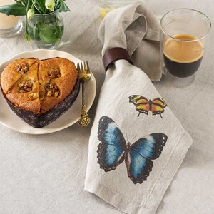 Set of Linen Napkins With Colorful Butterflies, Spring Cloth Dinning ...