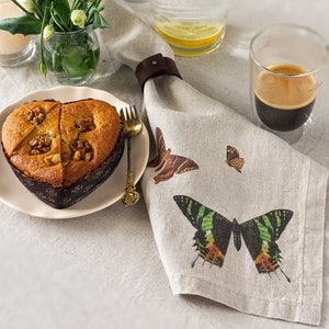 Set of Linen Napkins With Colorful Butterflies, Spring Cloth Dinning ...
