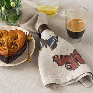 Set of Linen Napkins With Colorful Butterflies, Spring Cloth Dinning ...