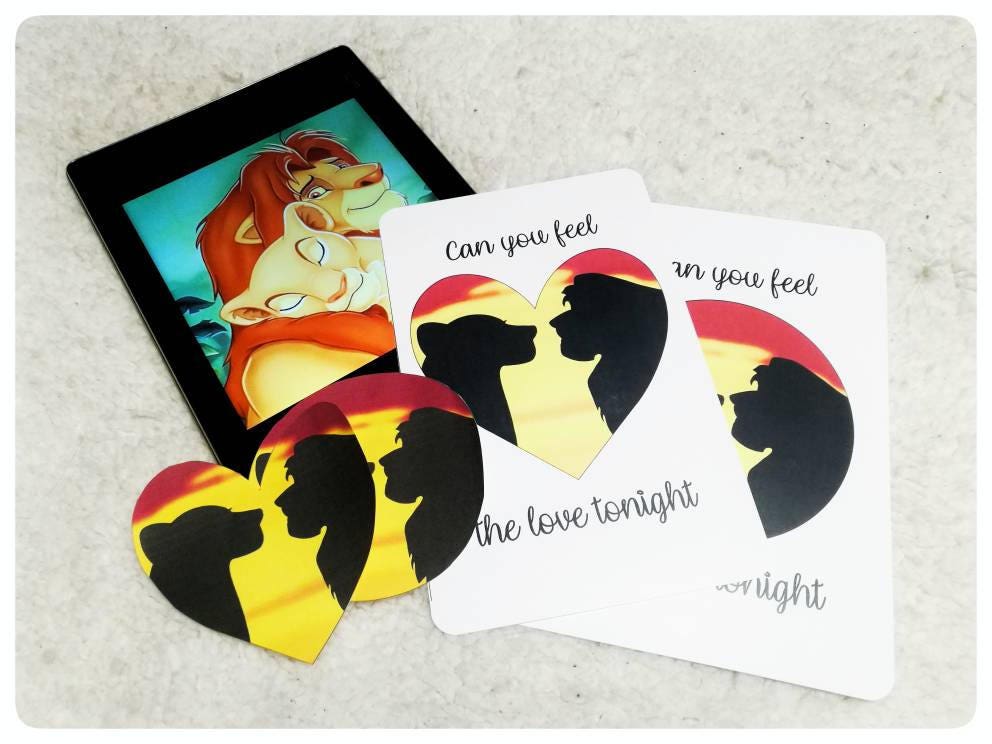 Simba and Nala Valentine's day card Can you feel the | Etsy